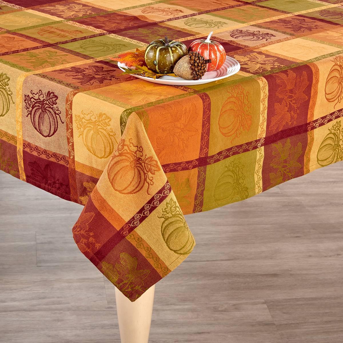 Click here for Cottage Classics Pumpkin Leaf Jacquard Tablecloth prices