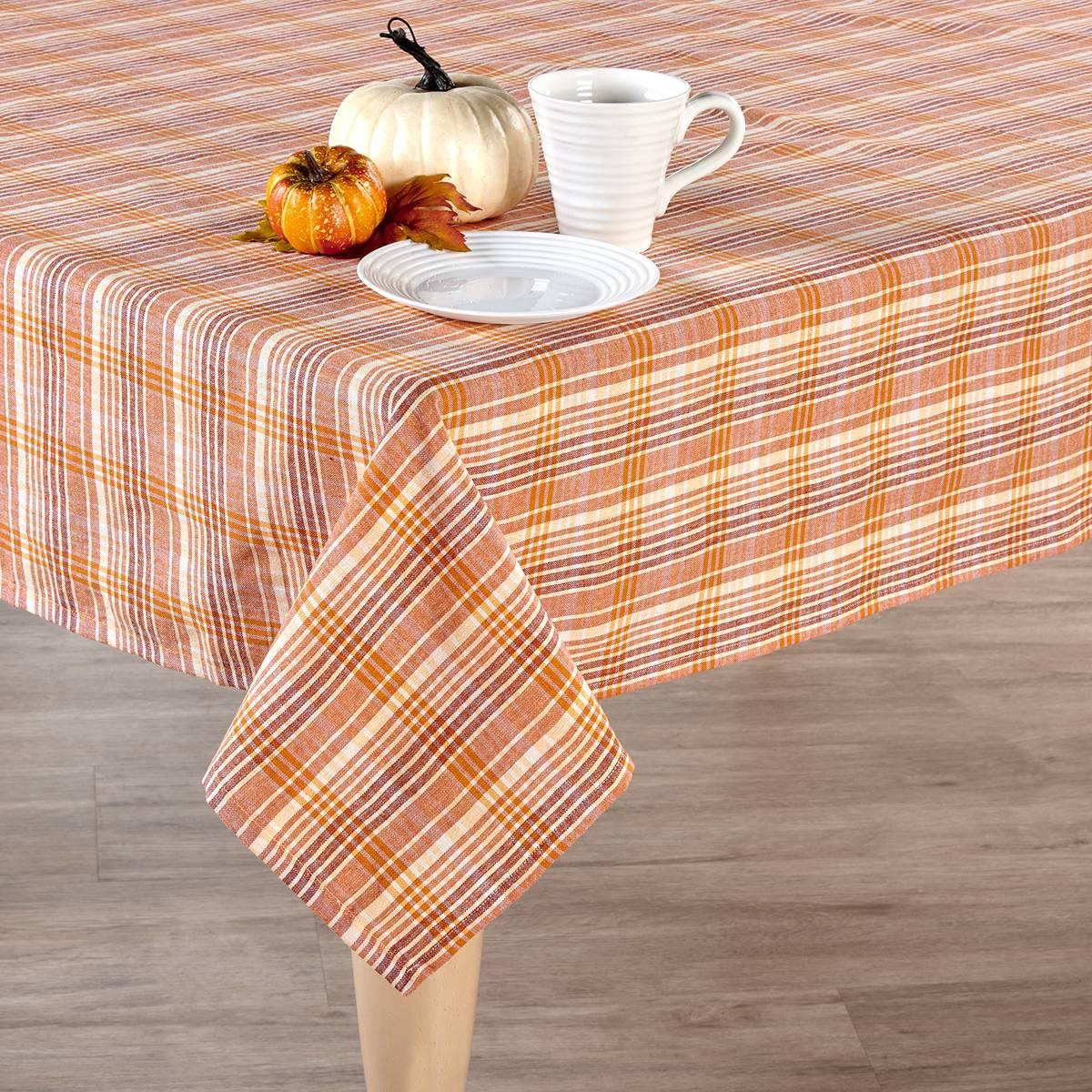 Click here for Cottage Classics Plaid Tablecloth - Orange/Beige prices