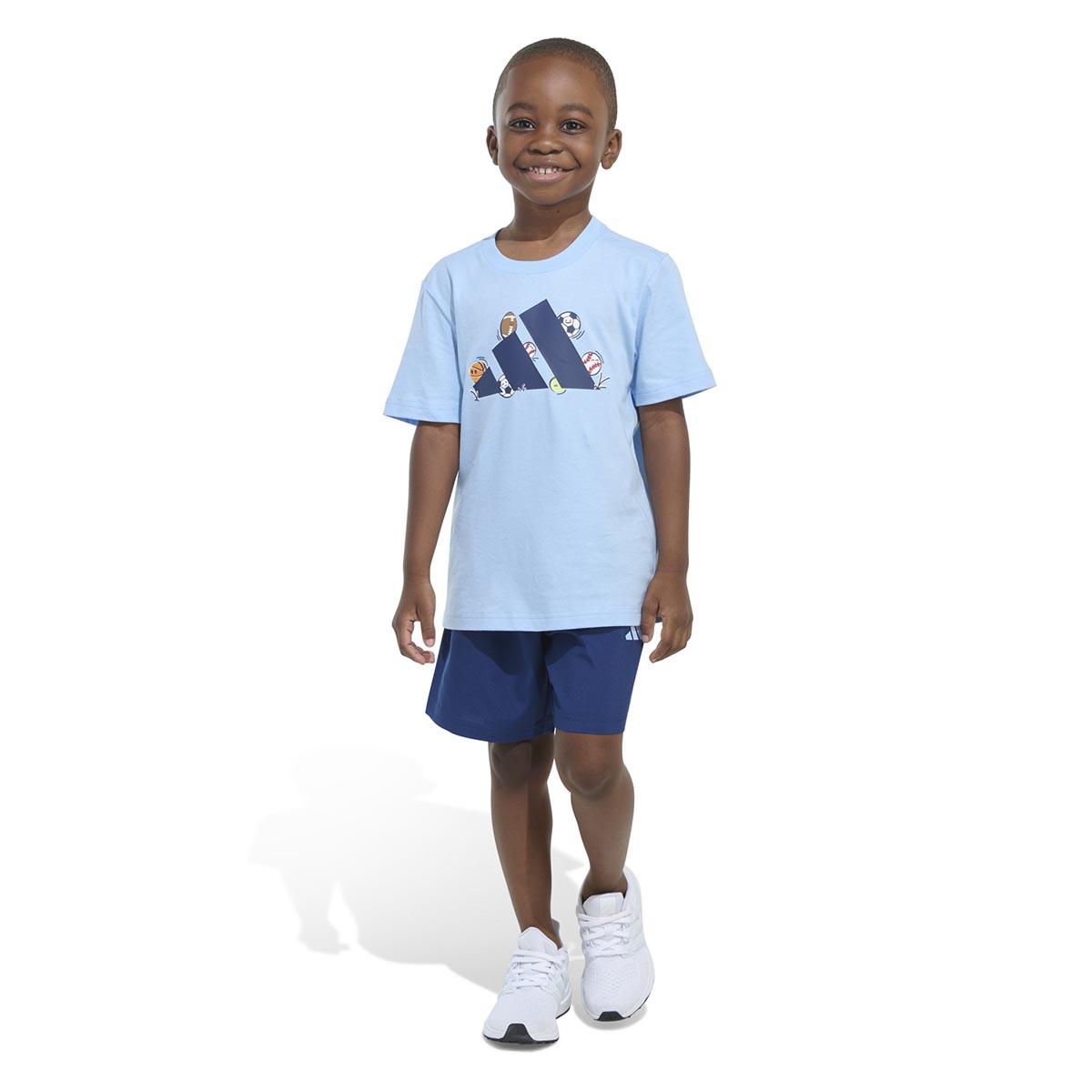 Boys (5-7) adidas(R) All The Sports Short Sleeve Tee & Shorts Set
