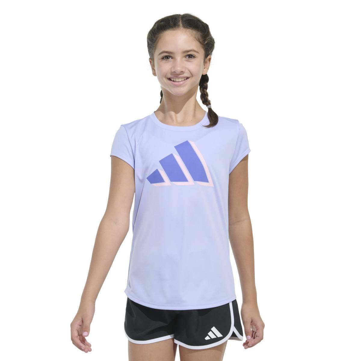 Click here for Girls (7-16) adidas(R) Crew Neck Cap Sleeve Logo T... prices