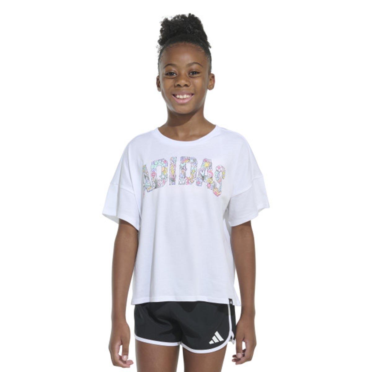 Click here for Girls (7-16) adidas(R) Drop Shoulder Flower Text T... prices