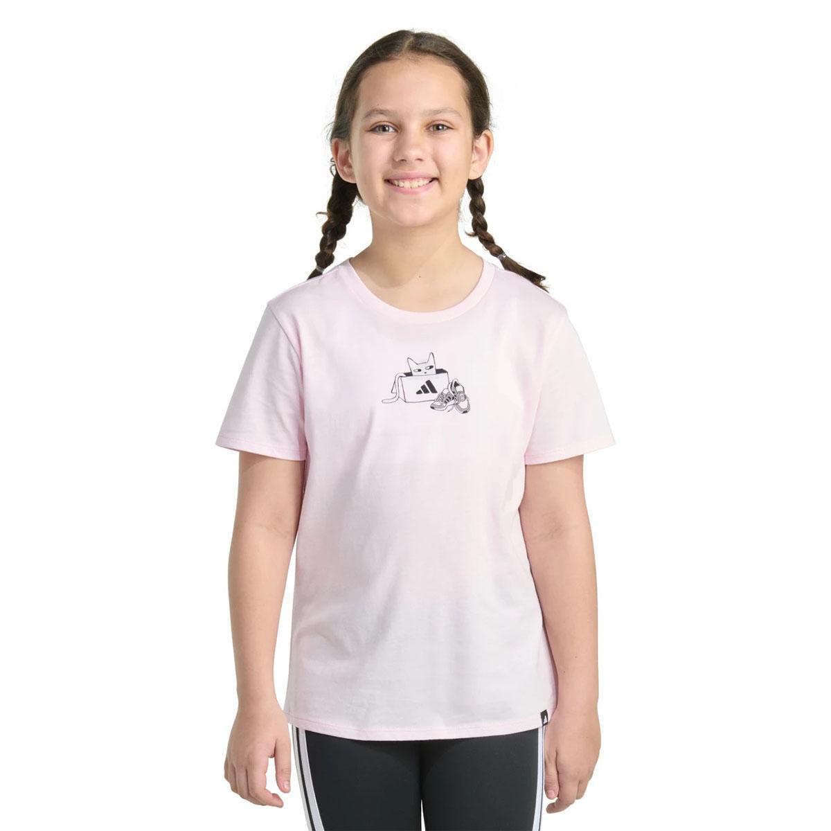 Girls (7-16) adidas(R) Short Sleeve Cats Yay Sports Regular Fit Tee