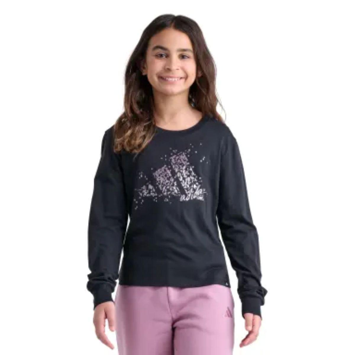 Click here for Girls (7-16) adidas(R) Long Sleeve Glitter Logo Te... prices