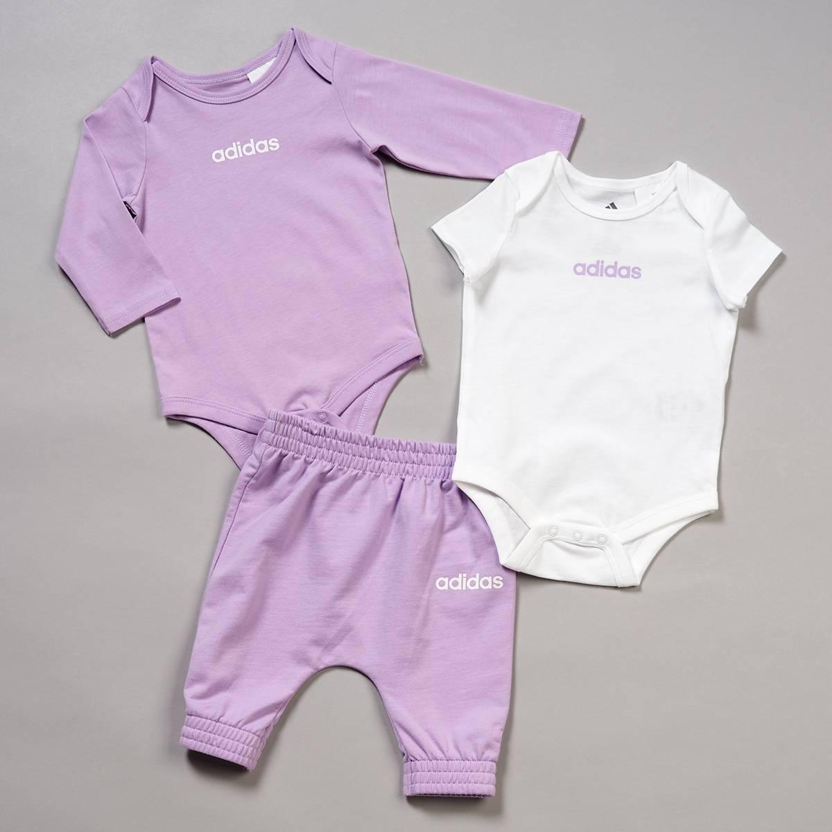 Click here for Baby Girl (3-12M) adidas(R) 3pc. Logo Bodysuit & J... prices
