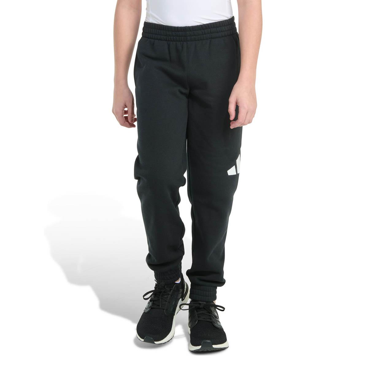 adidas Big Boys Elastic-Waistband Essential Big Logo Fleece Jogger Pants - Black