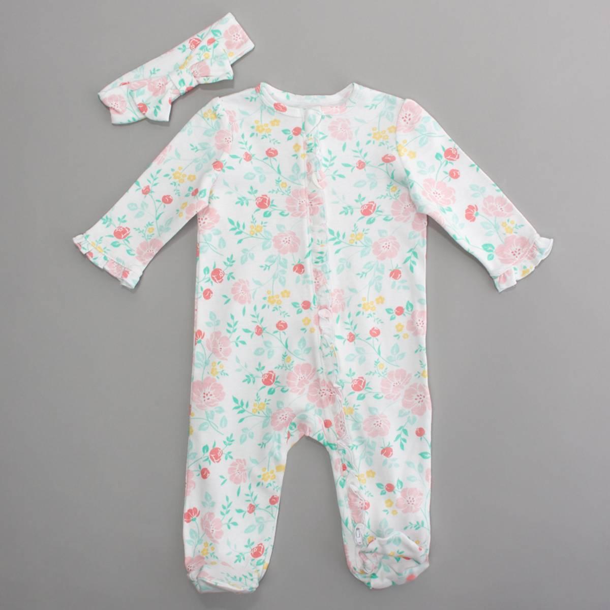 Click here for Baby Girl (6-9M) Little Me(R) Stencil Floral Footi... prices