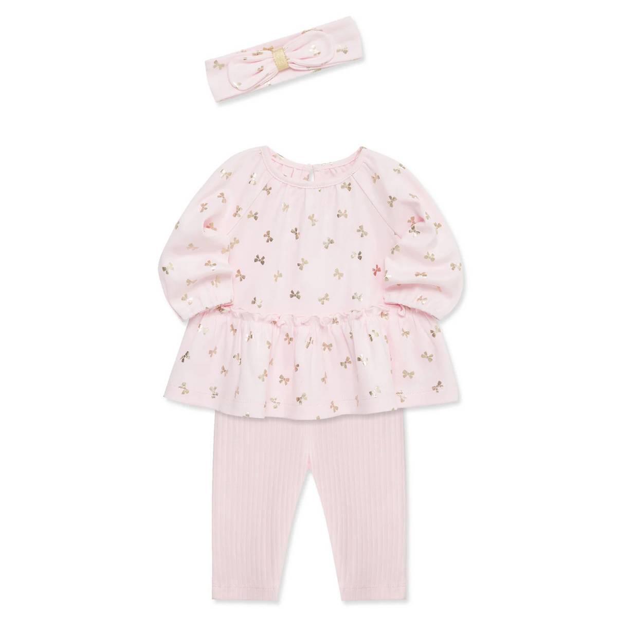 Click here for Baby Girl (3-12M) Little Me(R) Foil Bow Tunic Set... prices