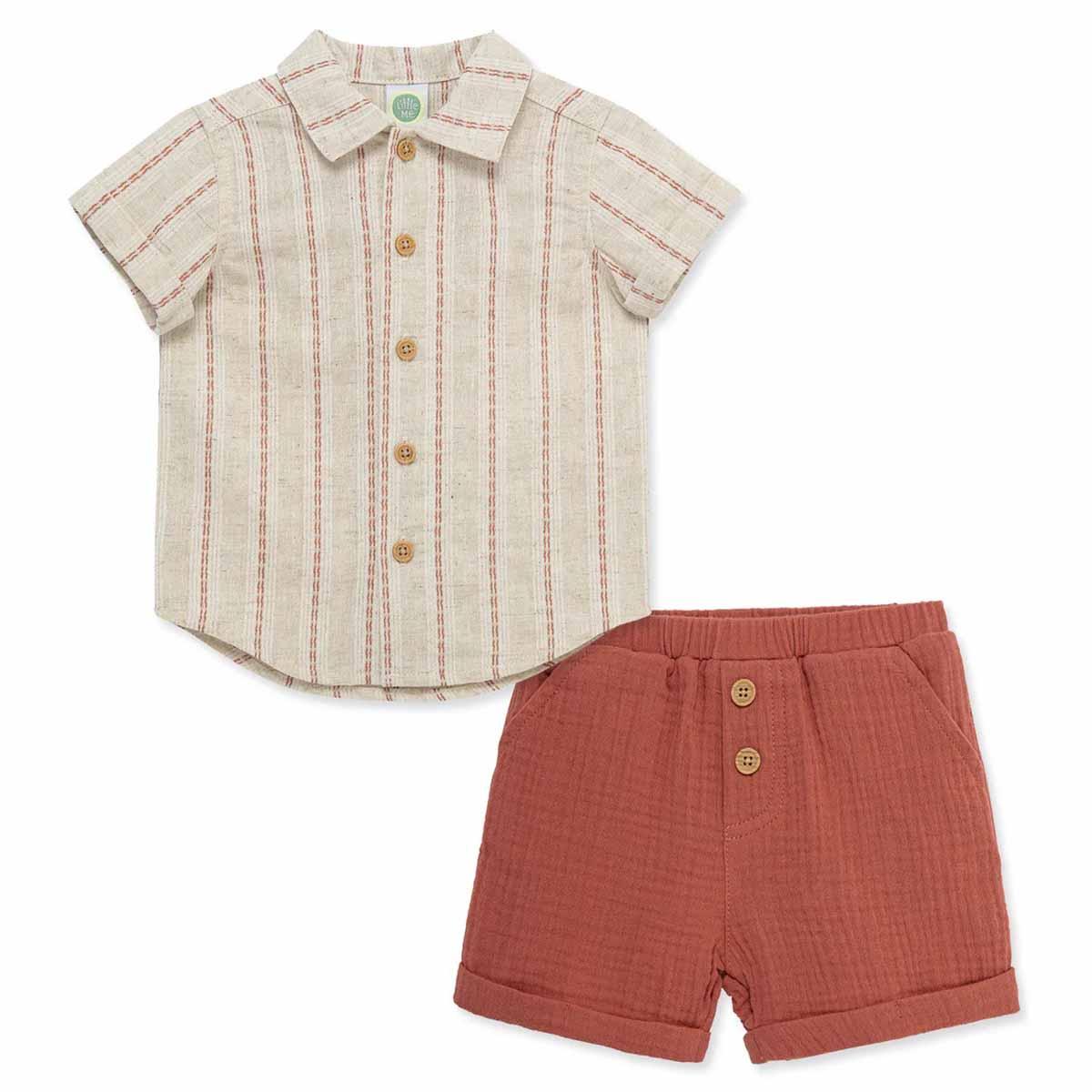 Click here for Baby Boy (3-12M) Little Me(R) Striped Shirt & Gauz... prices