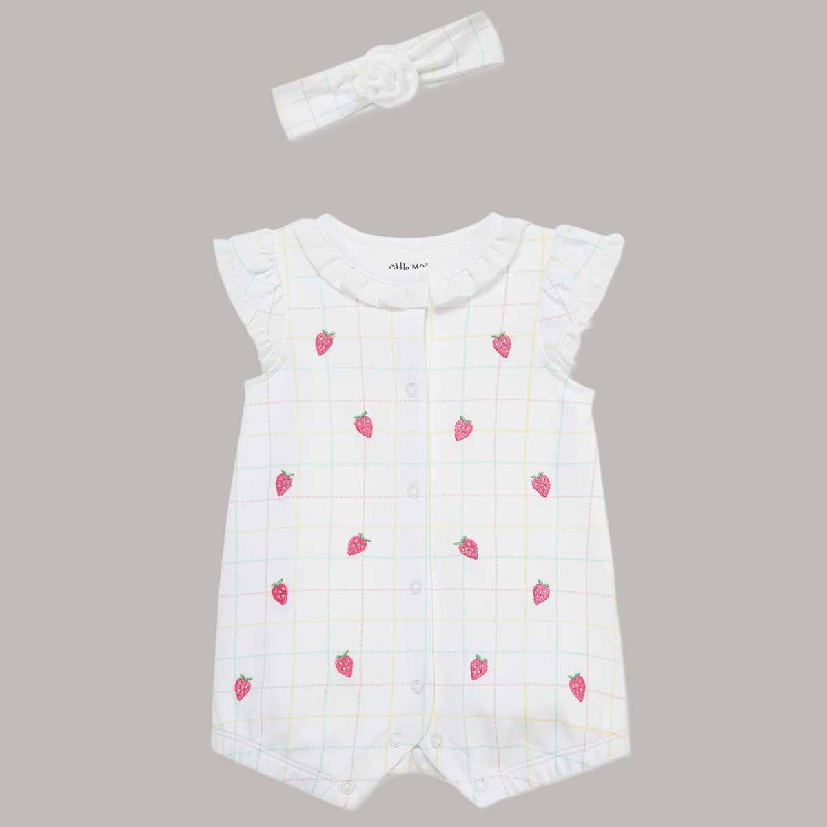 Click here for Baby Girl (3-12M) Little Me(R) Strawberry Grid Rom... prices