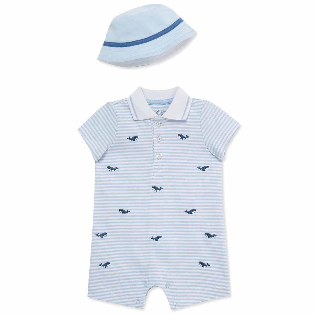 Click here for Baby Boy (3-12M) Little Me(R) Striped Whale Romper... prices