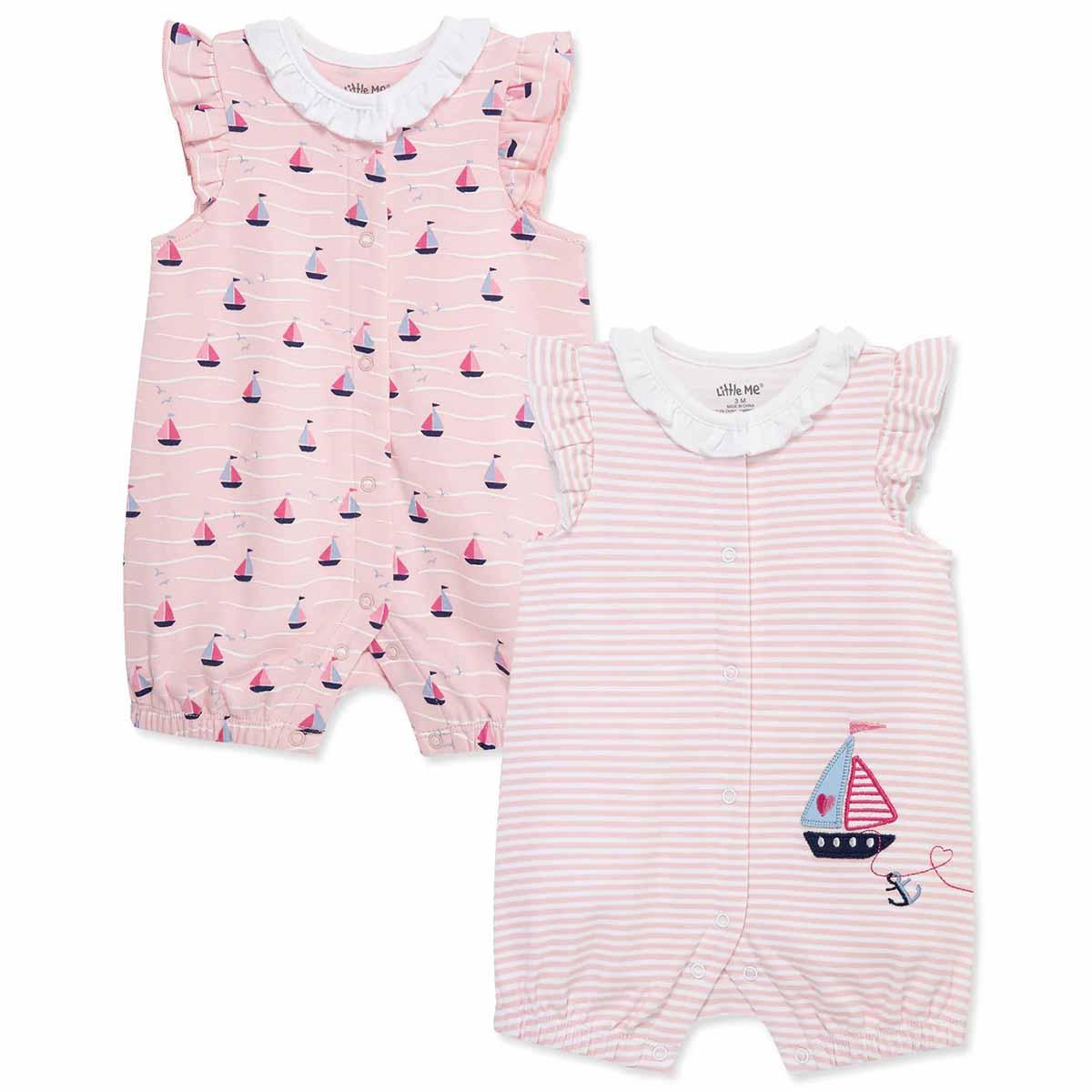 Click here for Baby Girl (3-12M) Little Me(R) 2pk. Sailboat Rompe... prices