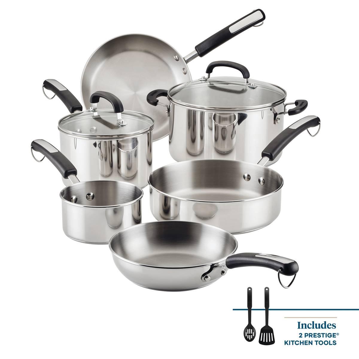 Farberware Brilliance Stainless Steel 10-Pc. Cookware Set - Silver