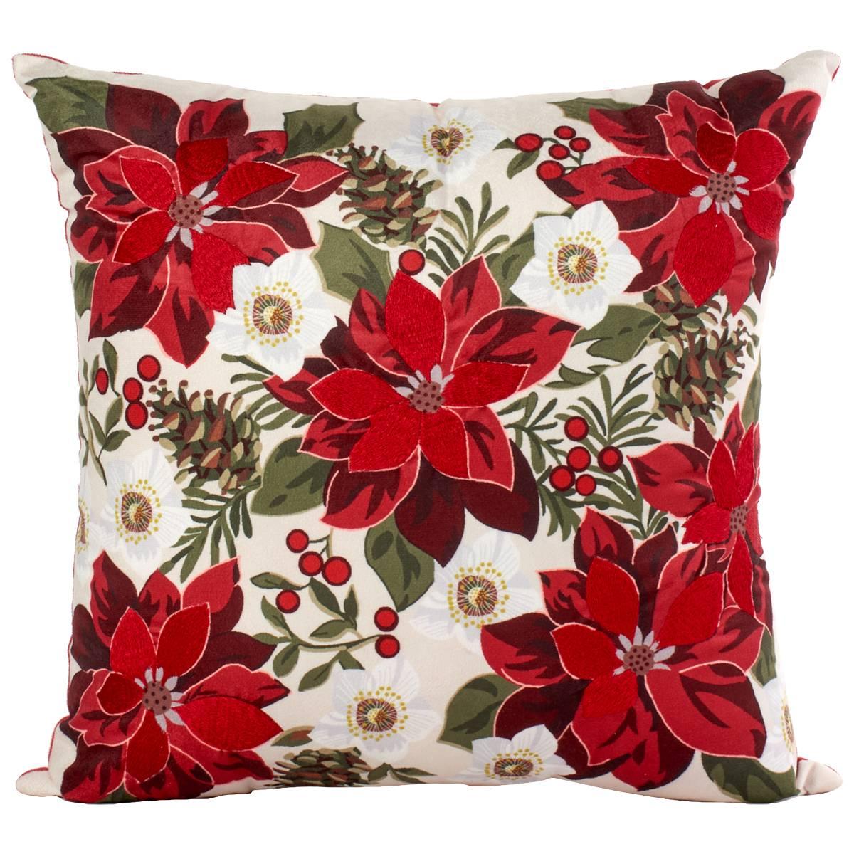 Click here for Nourison Poinsettia Print Decorative Pillow - 18x1... prices