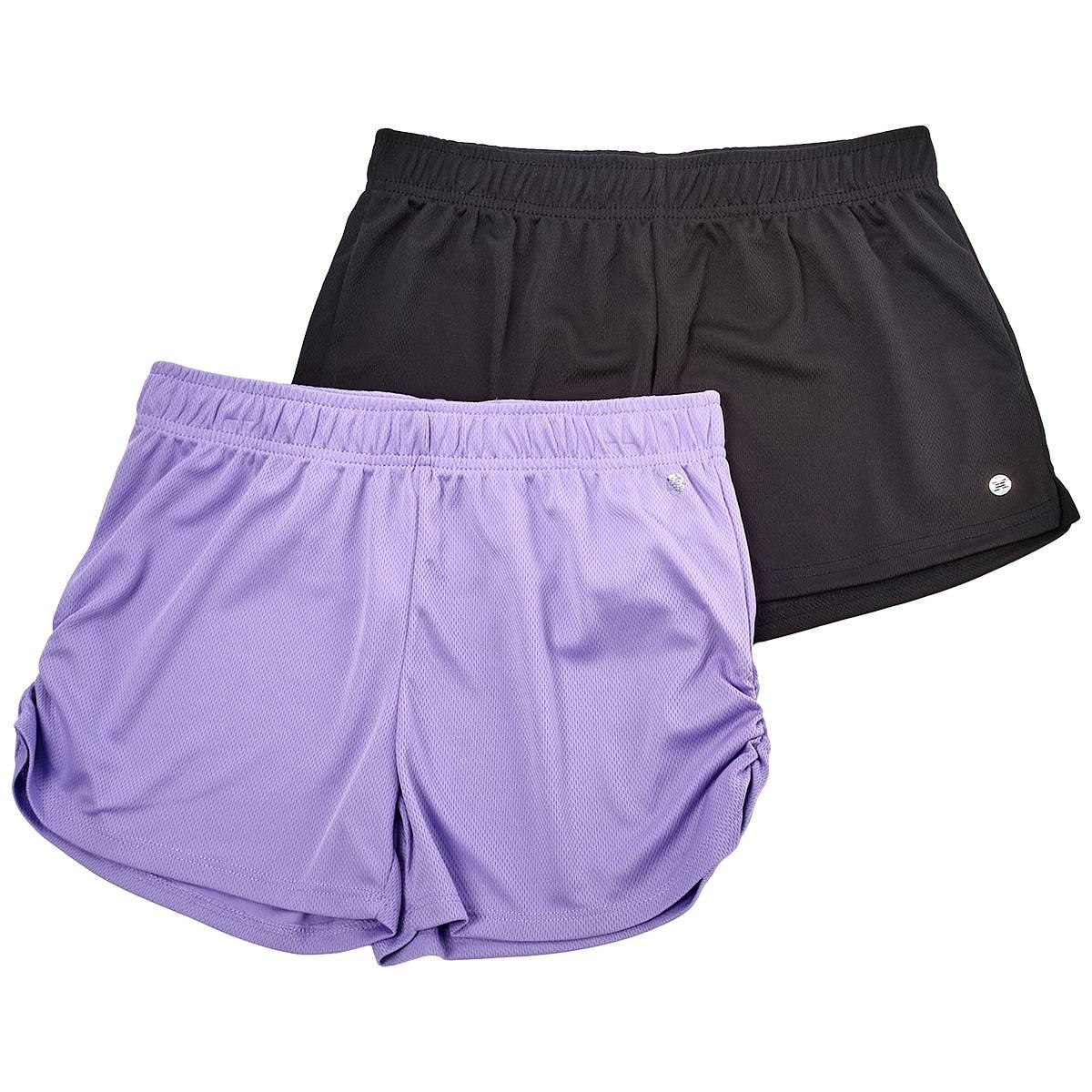 Click here for Girls (7-16) RBX 2pk. Ruched Mesh Shorts - Lilac B... prices