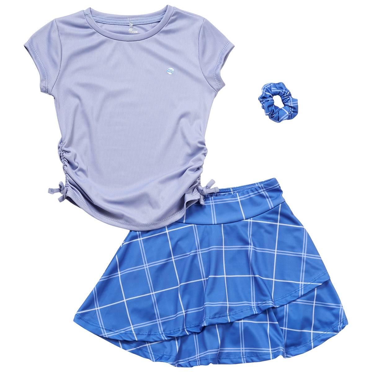 Click here for Girls (7-12) RBX Ribbed Top & Plaid Ruffle Skort S... prices