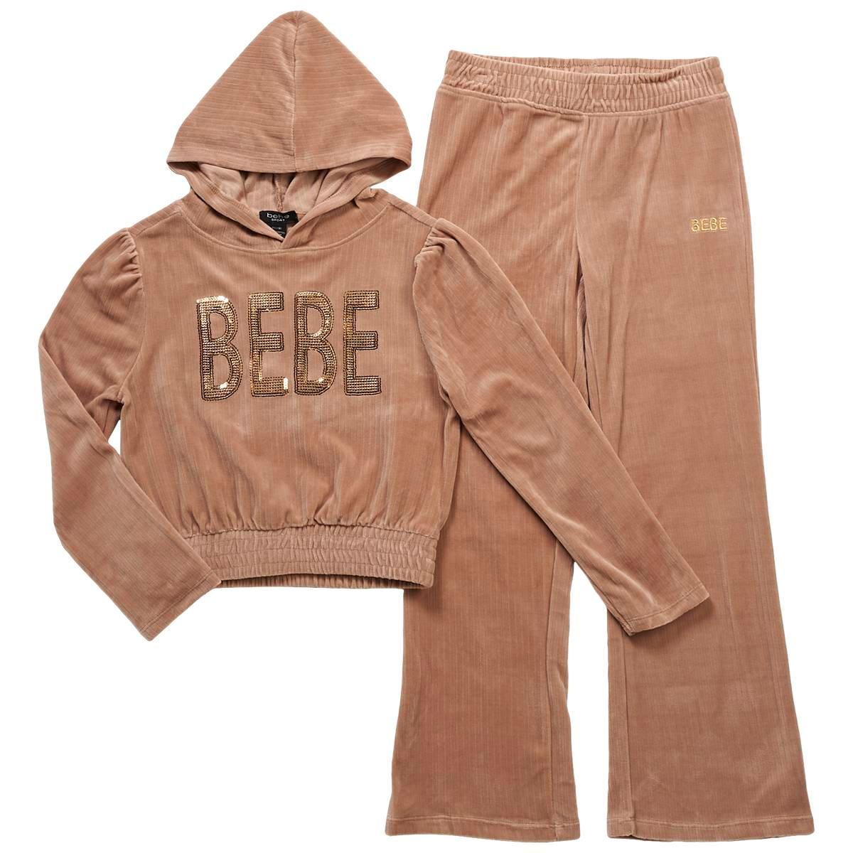 Click here for Girls (7-12) Bebe Sparkle Velour Hoodie & Flare Pa... prices
