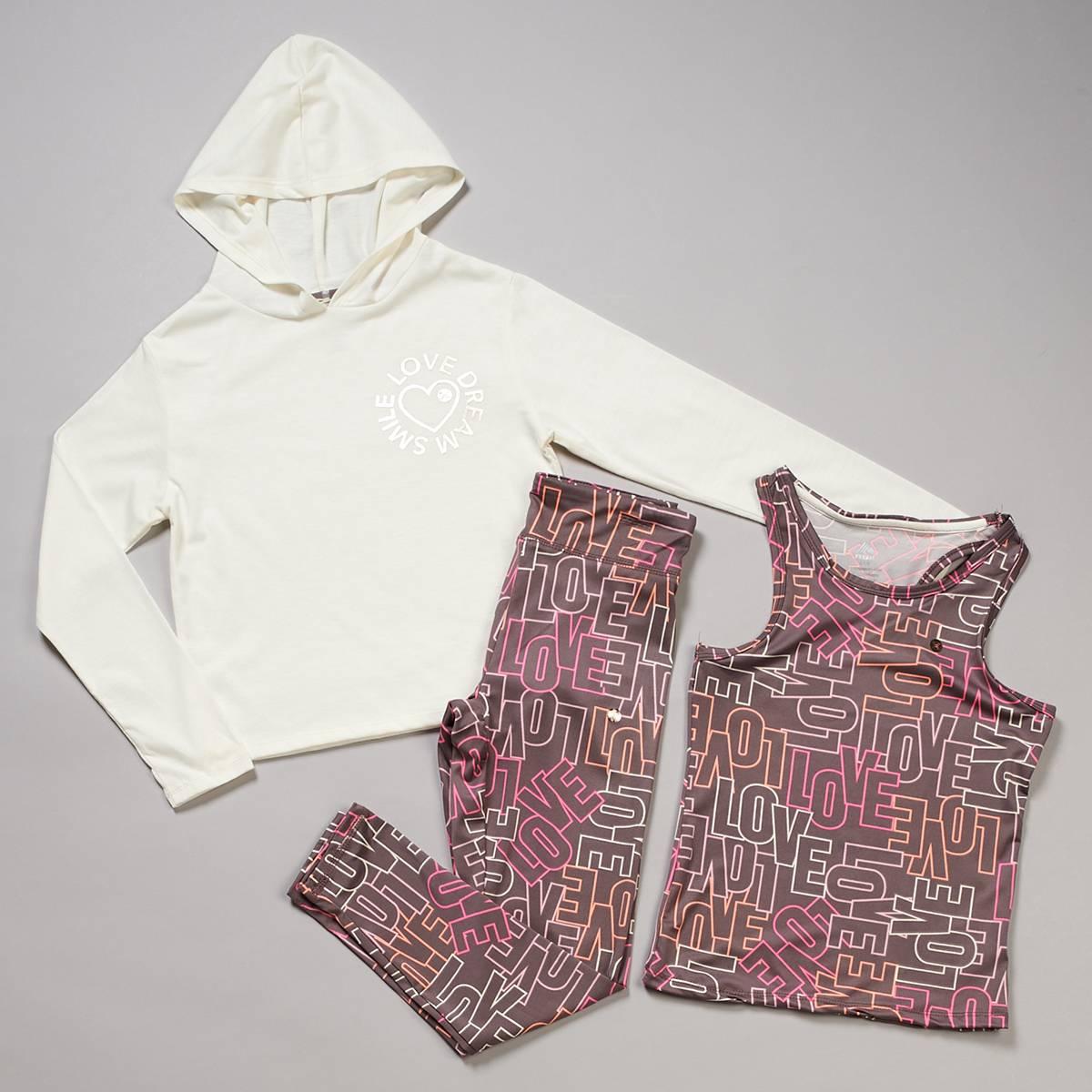 Click here for Girls (7-16) RBX 3pc. Solid Hooded Top Love Tank &... prices