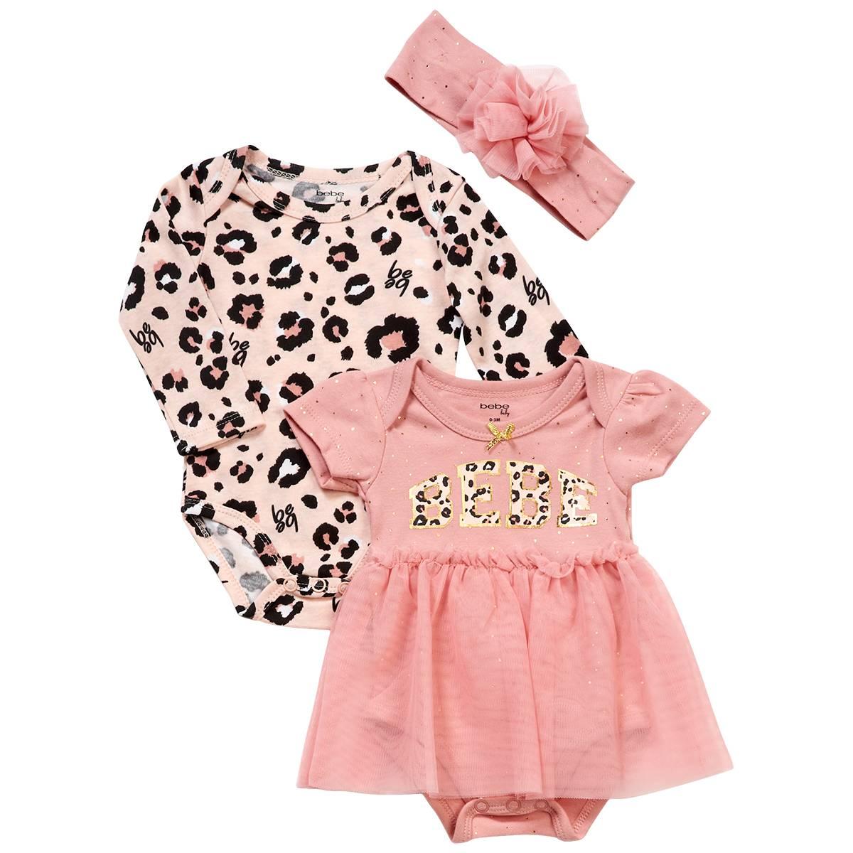 Click here for Baby Girl (NB-9M) Bebe 3pc. Dot Tutu & Leopard Bod... prices