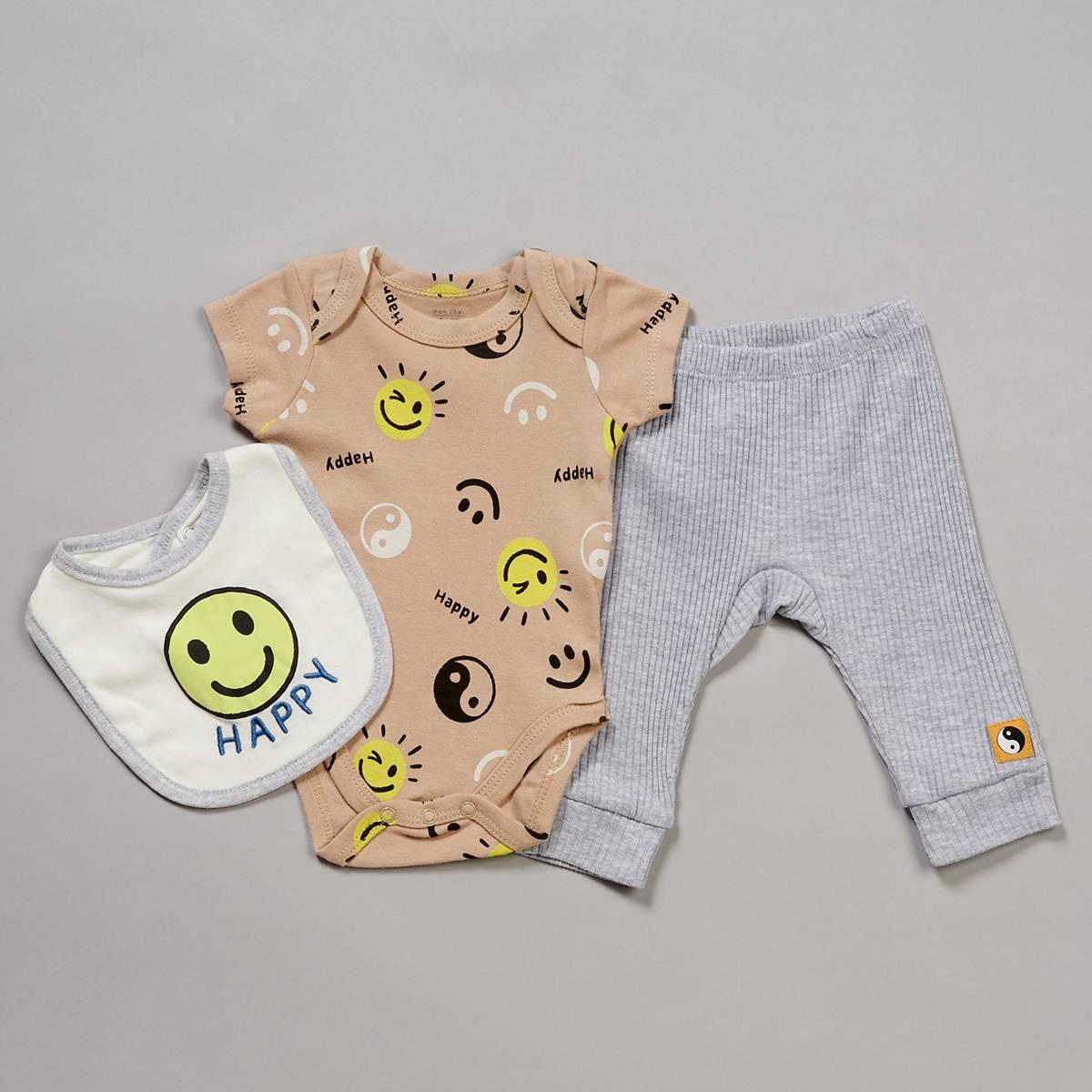 Click here for Baby Boy (NB-9M) mon cheri baby 3pc. Happy Face Bo... prices