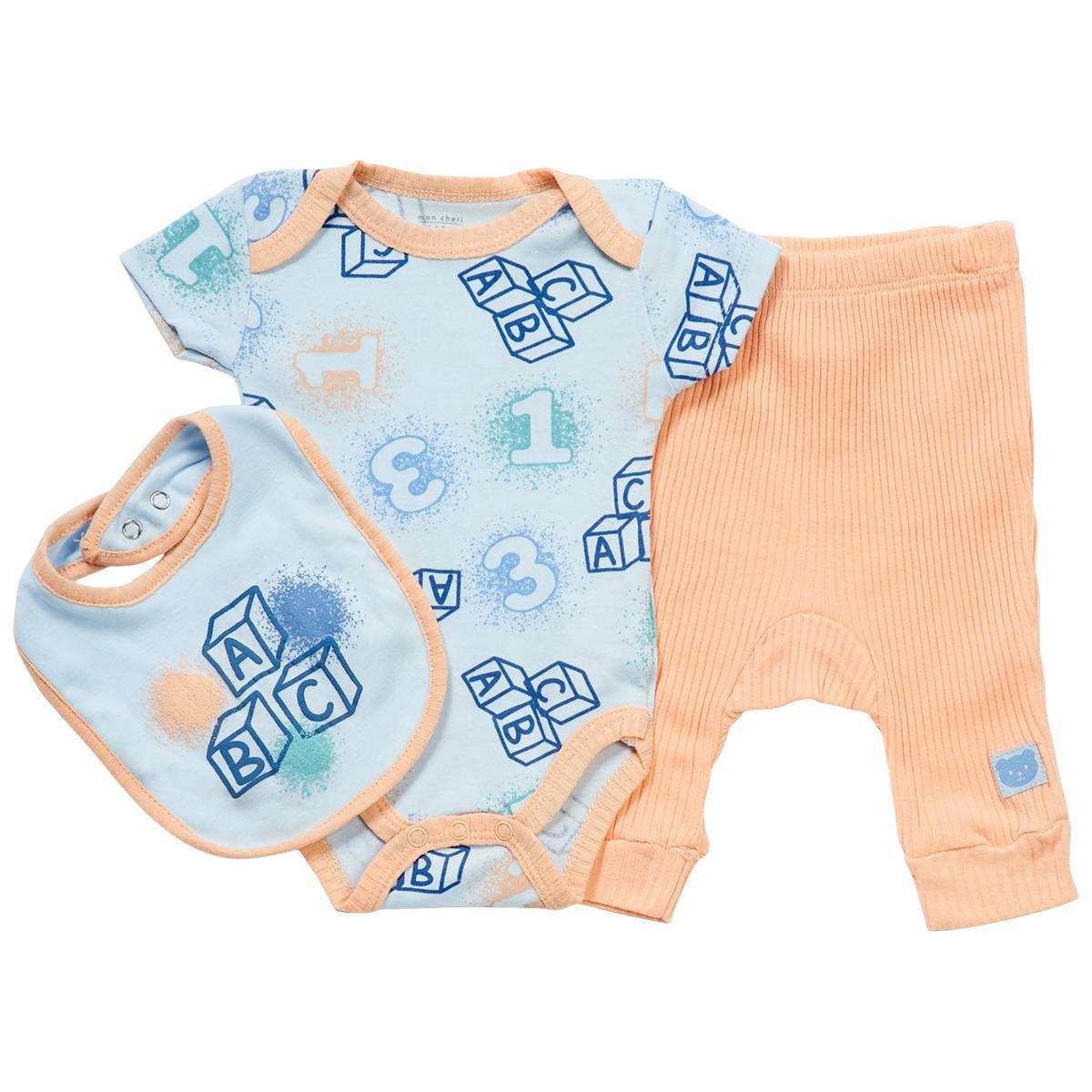 Click here for Baby Boy (NB-9M) mon cheri baby 3pc. ABC Bodysuit... prices