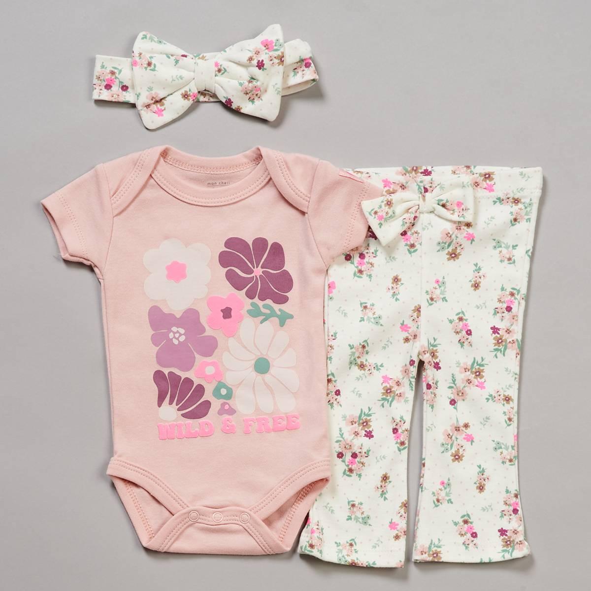 Click here for Baby Girl (NB-9M) mon cheri baby 3pc. Wild & Free... prices