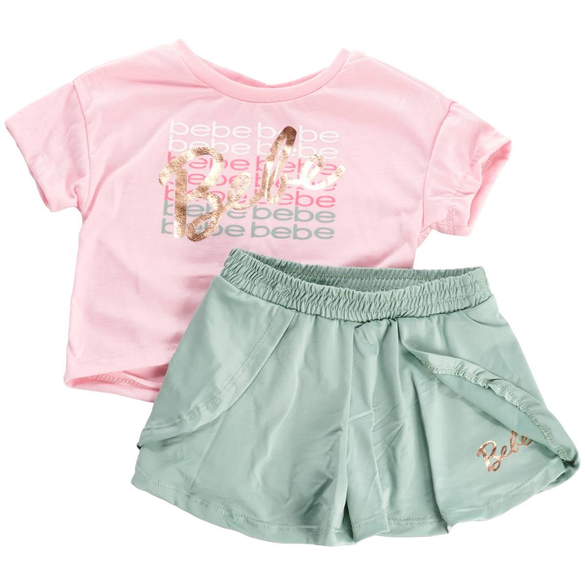 Click here for Toddler Girl Bebe Script Tee & Shorts Set - Pink L... prices