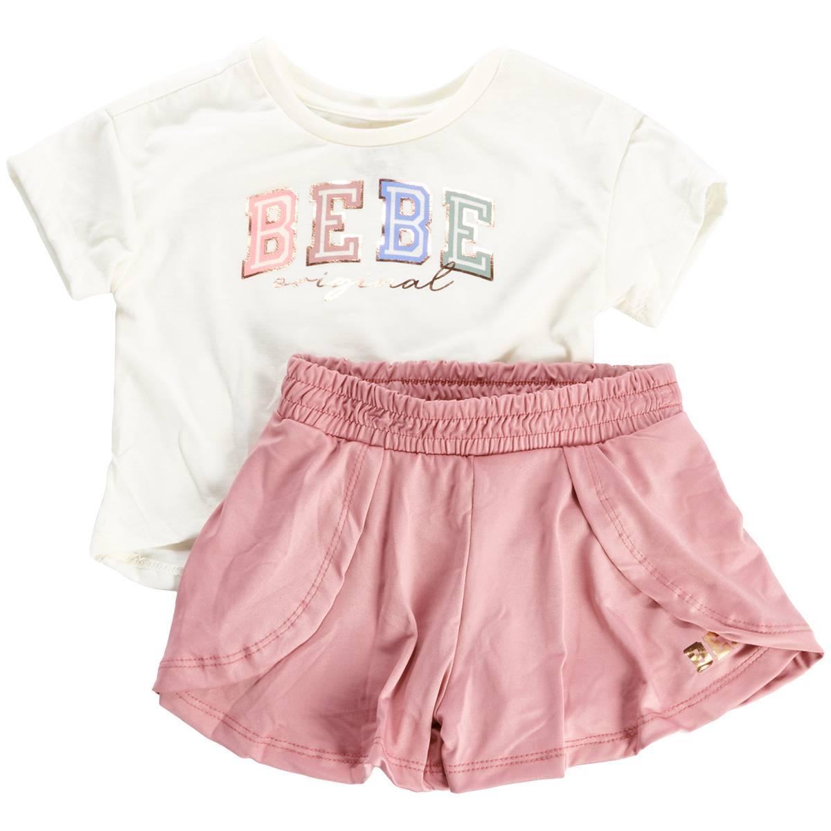 Click here for Toddler Girl Bebe Original Tee & Shorts Set - Whit... prices