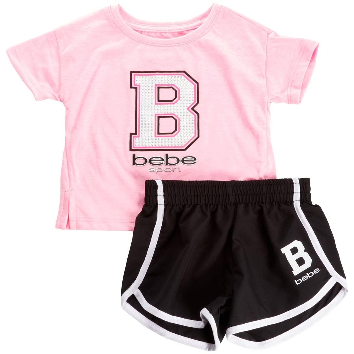 Click here for Toddler Girl Bebe Solid Tee & Shorts Set - Pink prices
