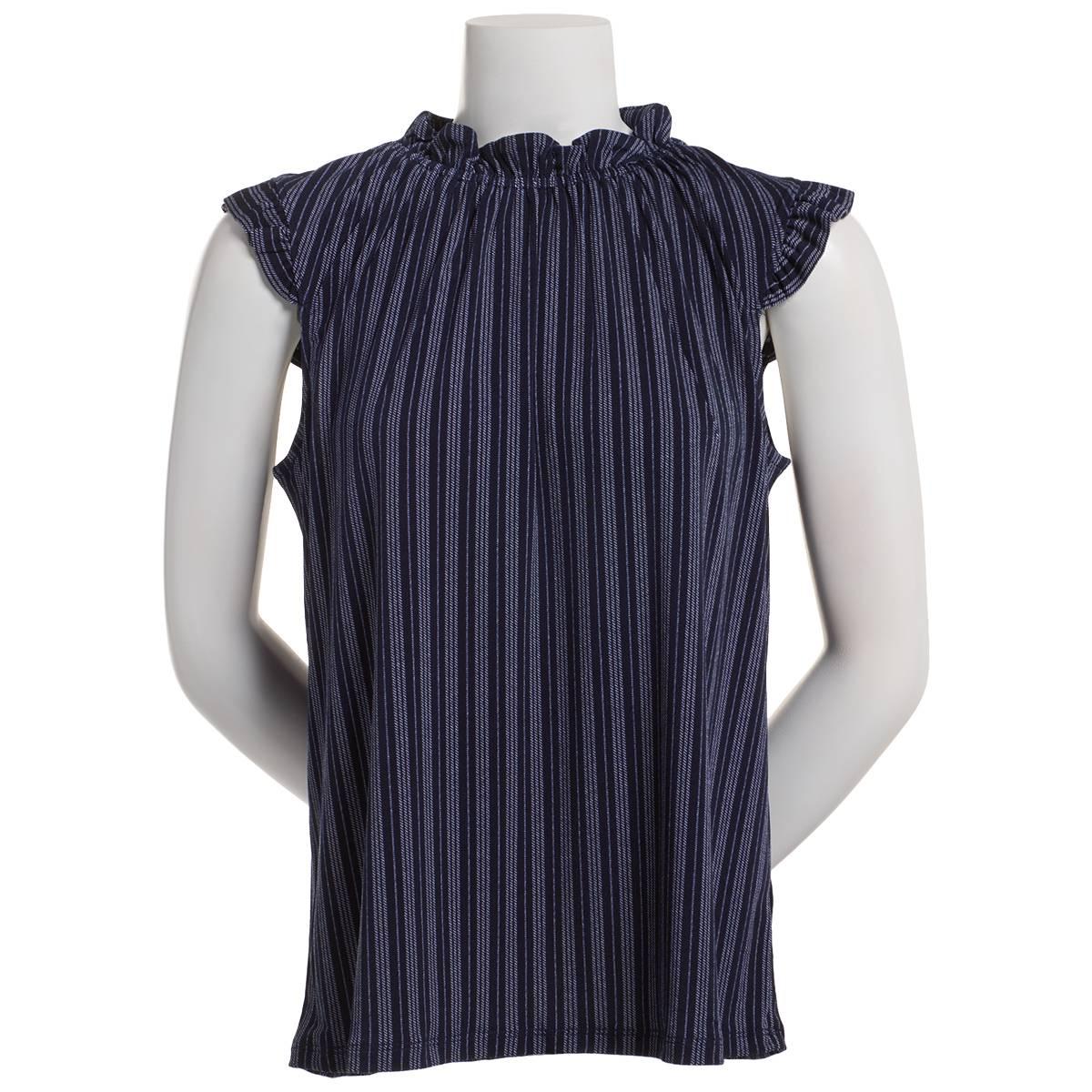 Click here for Womens Adrianna Papell Sleeveless Ruffle Mock Neck... prices