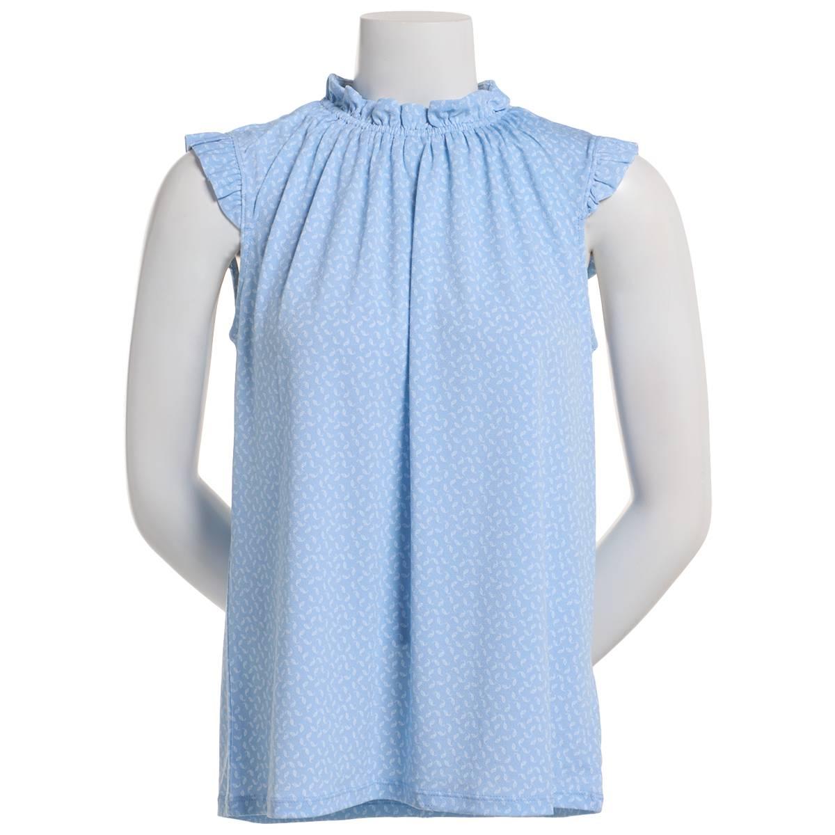 Click here for Womens Adrianna Papell Sleeveless Ruffle Mock Neck... prices