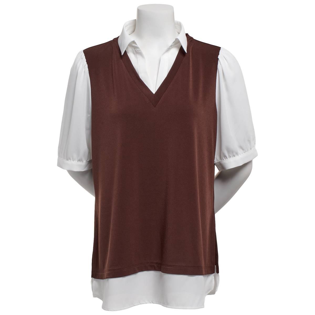 Click here for Womens Adrianna Papell Short Sleeve Solid Two In O... prices