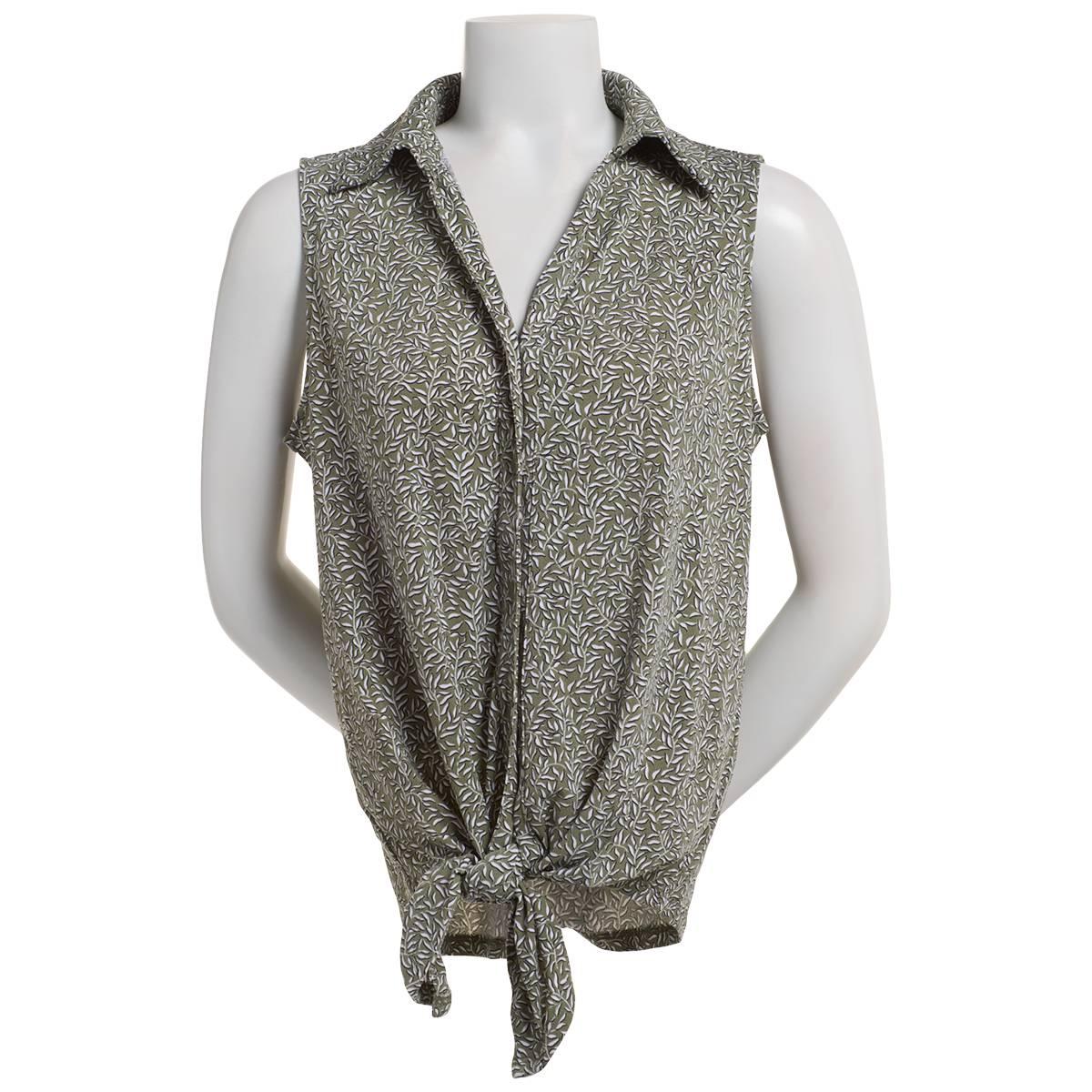 Click here for Womens Adrianna Papell Sleeveless Button Down Tie... prices