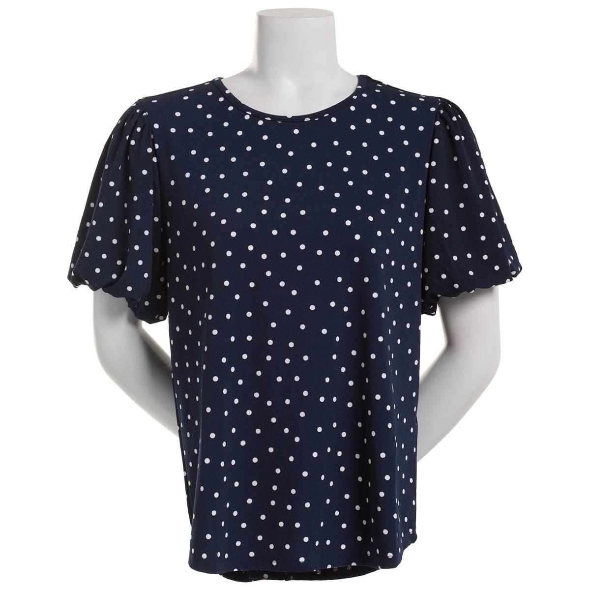 Click here for Womens Adrianna Papell Short Sleeve Polka Dot Blou... prices