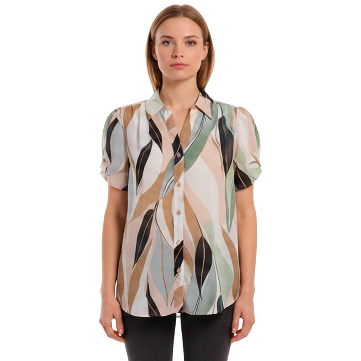 Click here for Womens Adrianna Papell Short Pinch Sleeve Leaf Blo... prices