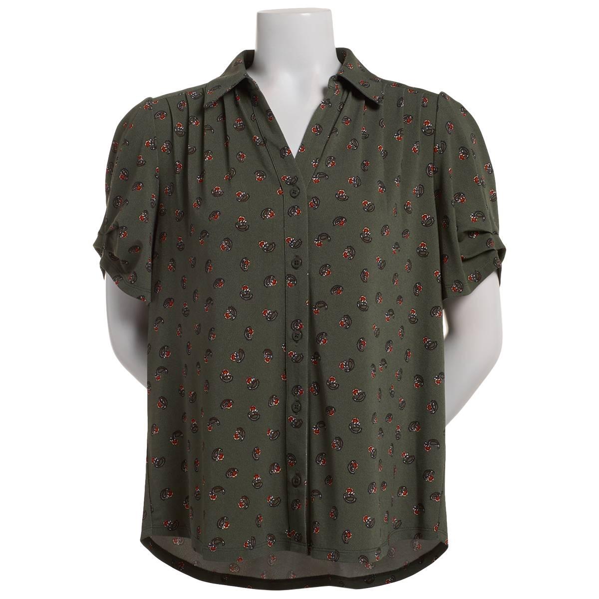 Click here for Womens Adrianna Papell Short Sleeve Paisley Button... prices