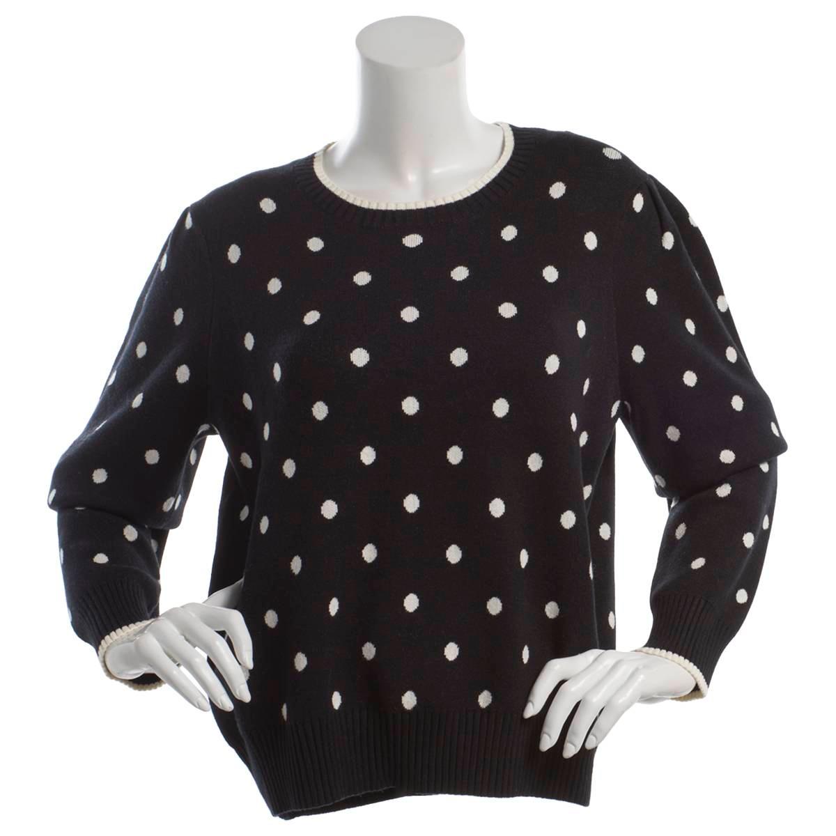 Click here for Womens Adrianna Papell Long Sleeve Dot Sweater prices