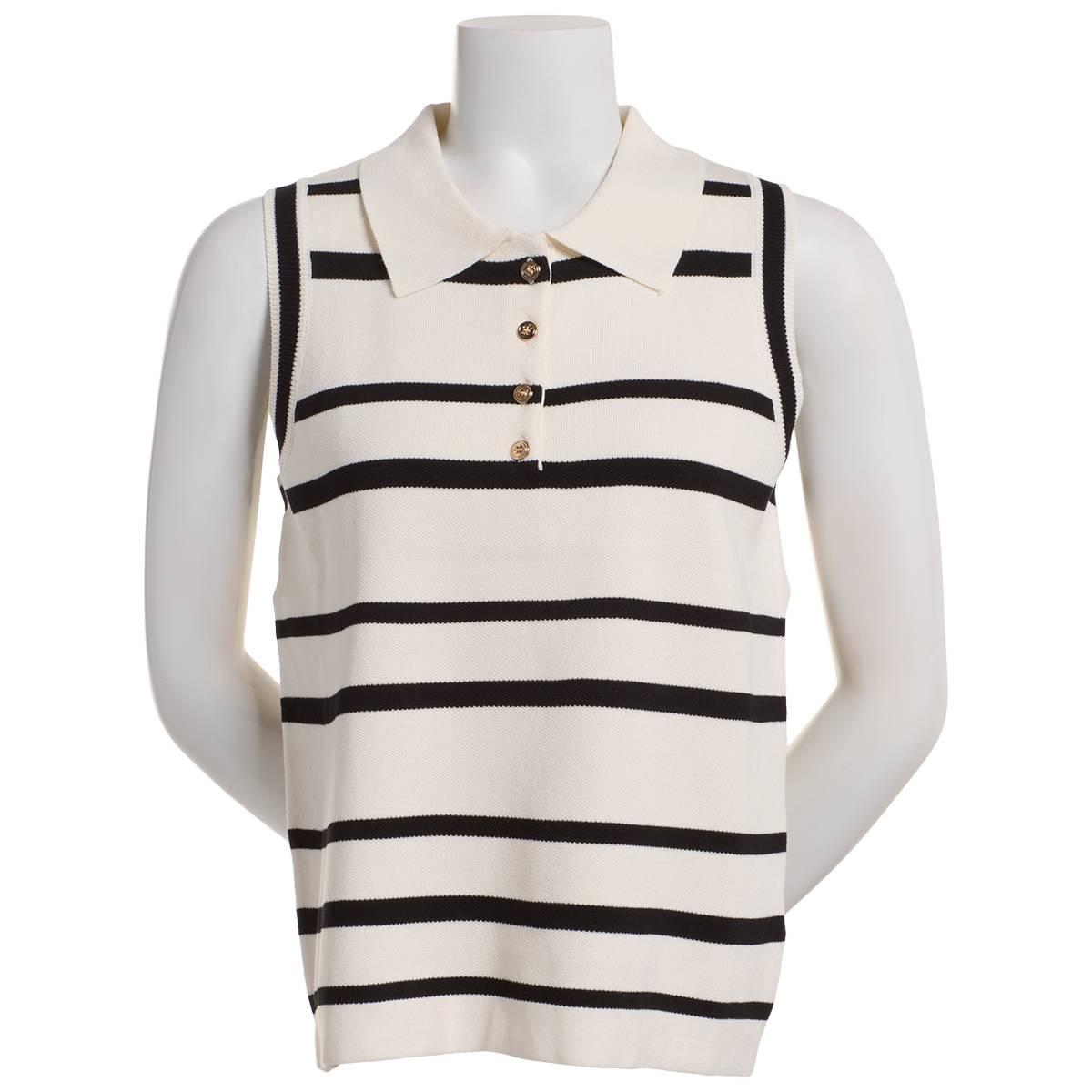Click here for Womens Adrianna Papell Sleeveless Stripe Polo Swea... prices