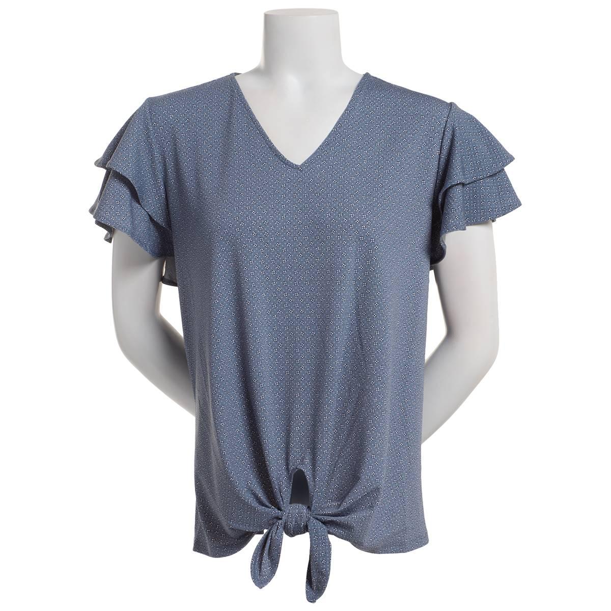 Click here for Womens Adrianna Papell Tiered Flutter Sleeve Tie F... prices