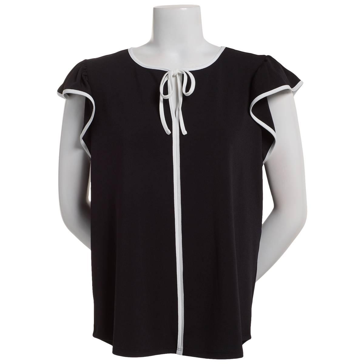 Click here for Womens Adrianna Papell Ruffle Sleeve Contrast Trim... prices