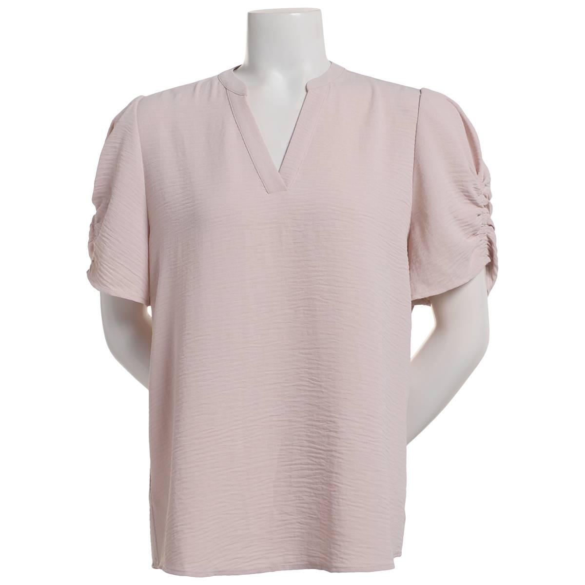Click here for Womens Adrianna Papell Short Ruched Sleeve Airflow... prices