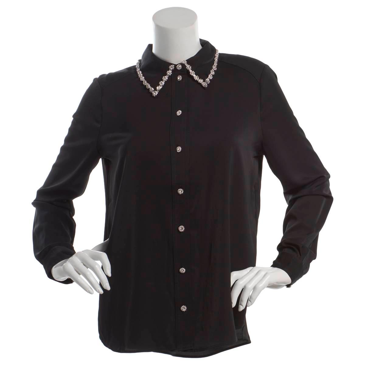 Click here for Womens Adrianna Papell Long Sleeve Rhinestone Butt... prices