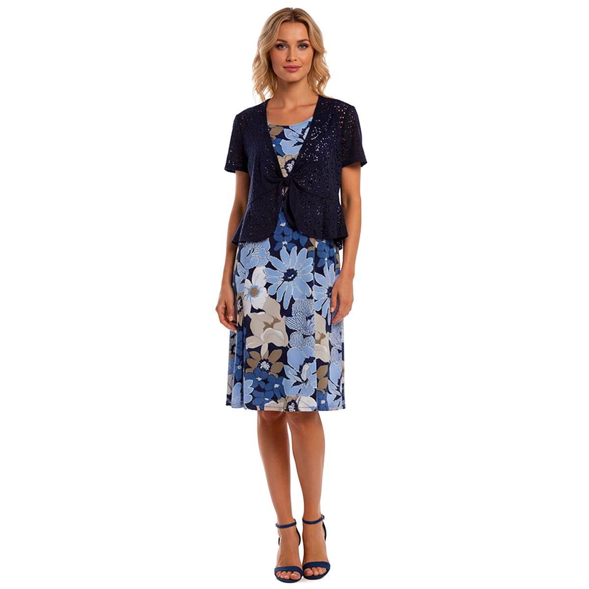Click here for Womens Perceptions Short Sleeve Eyelet Jacket Dres... prices