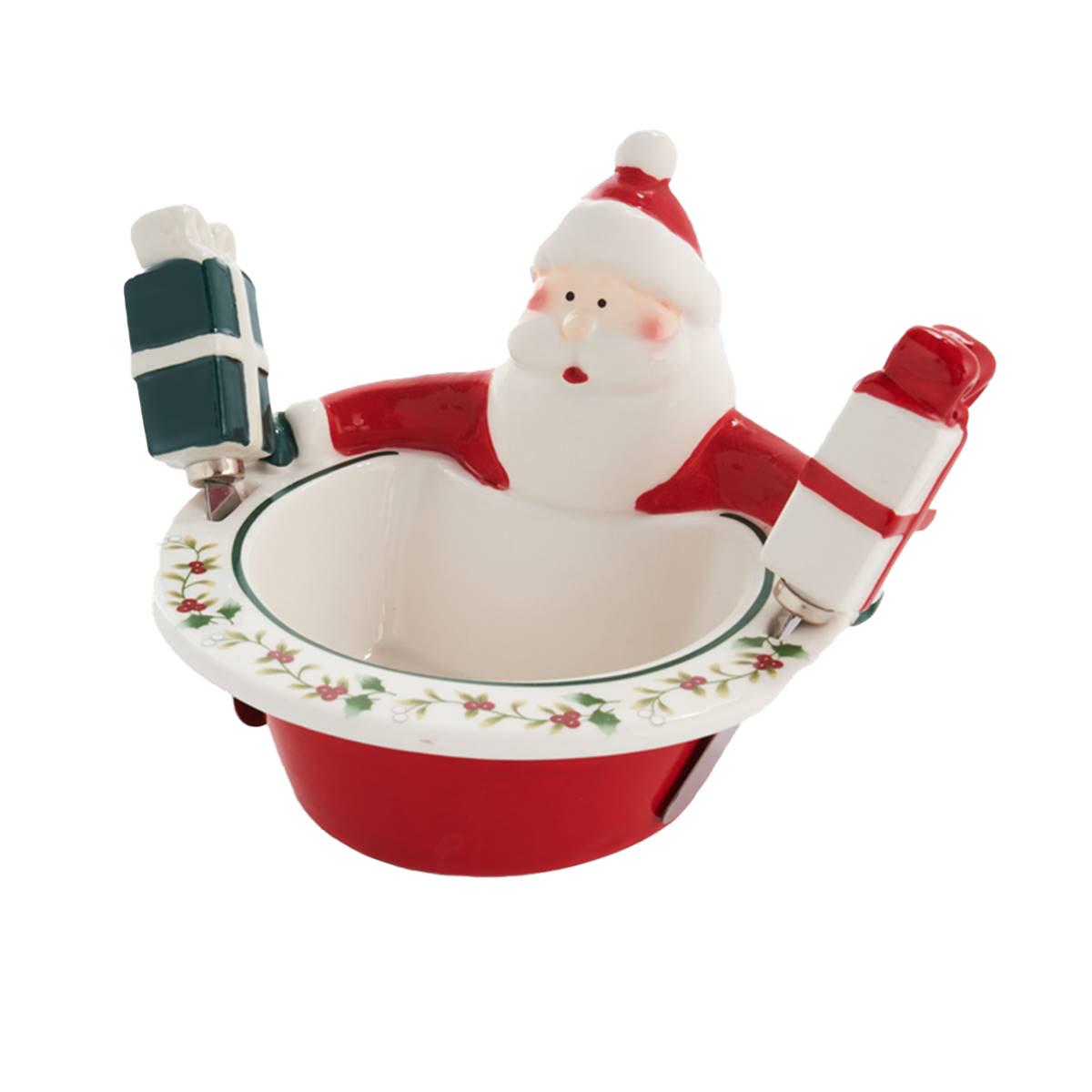 Winterberry Santa Dip Bowl & Spreaders - Assorted