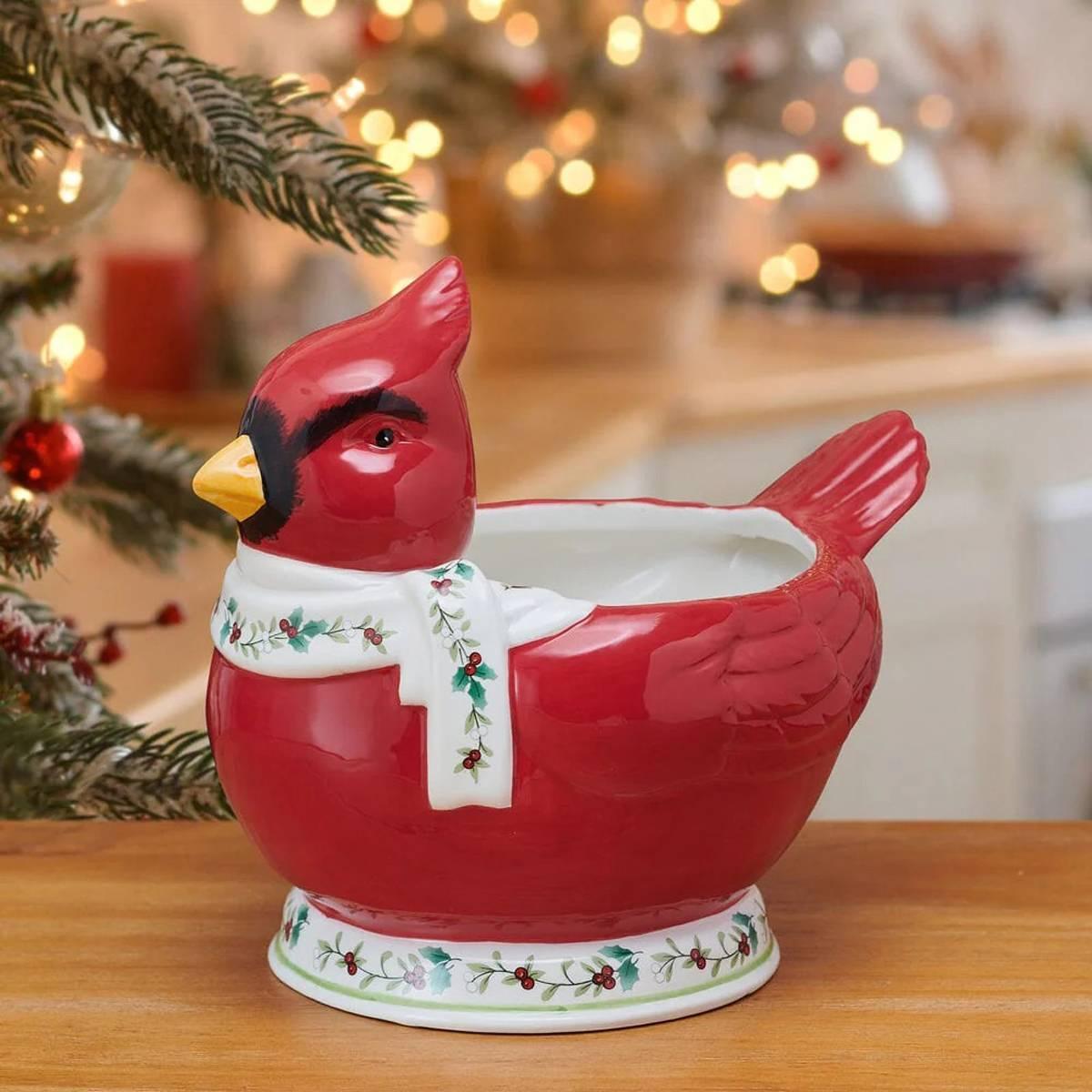 Winterberry Cardinal Candy Bowl - Assorted