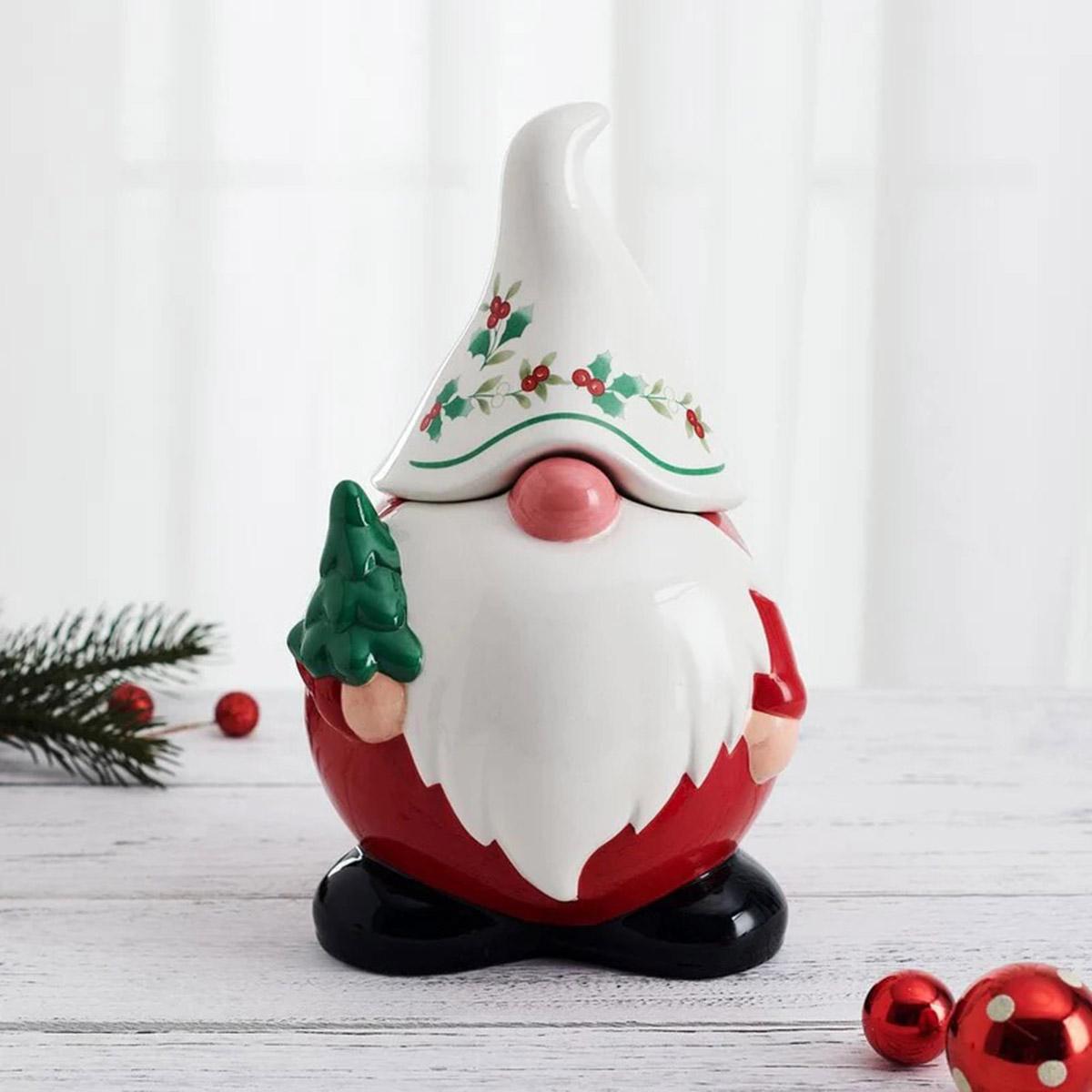Click here for Pfaltzgraff Winterberry 10in. Gnome Cookie Jar prices