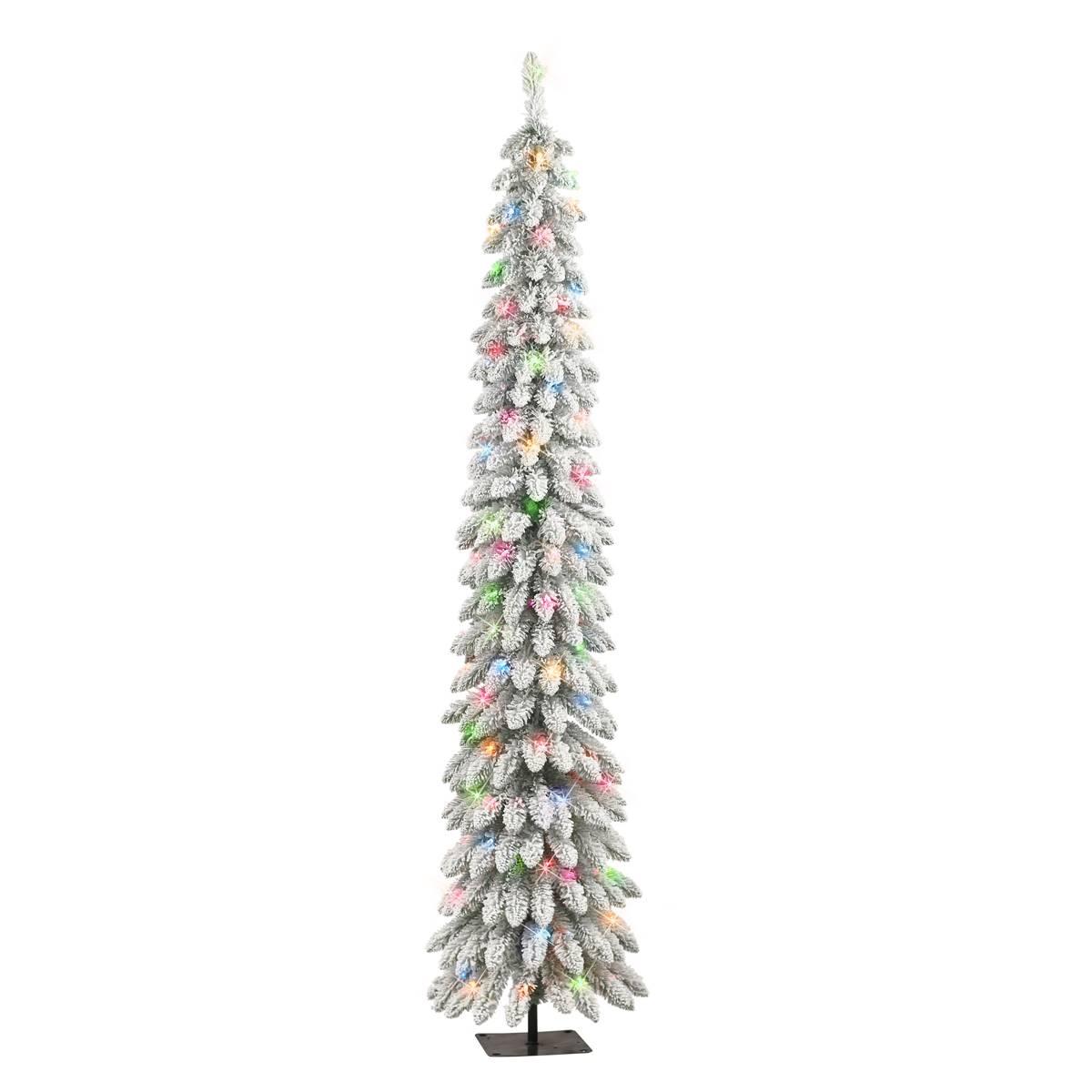 Click here for Puleo International 7ft. Pre-Lit Flocked Pencil Ch... prices