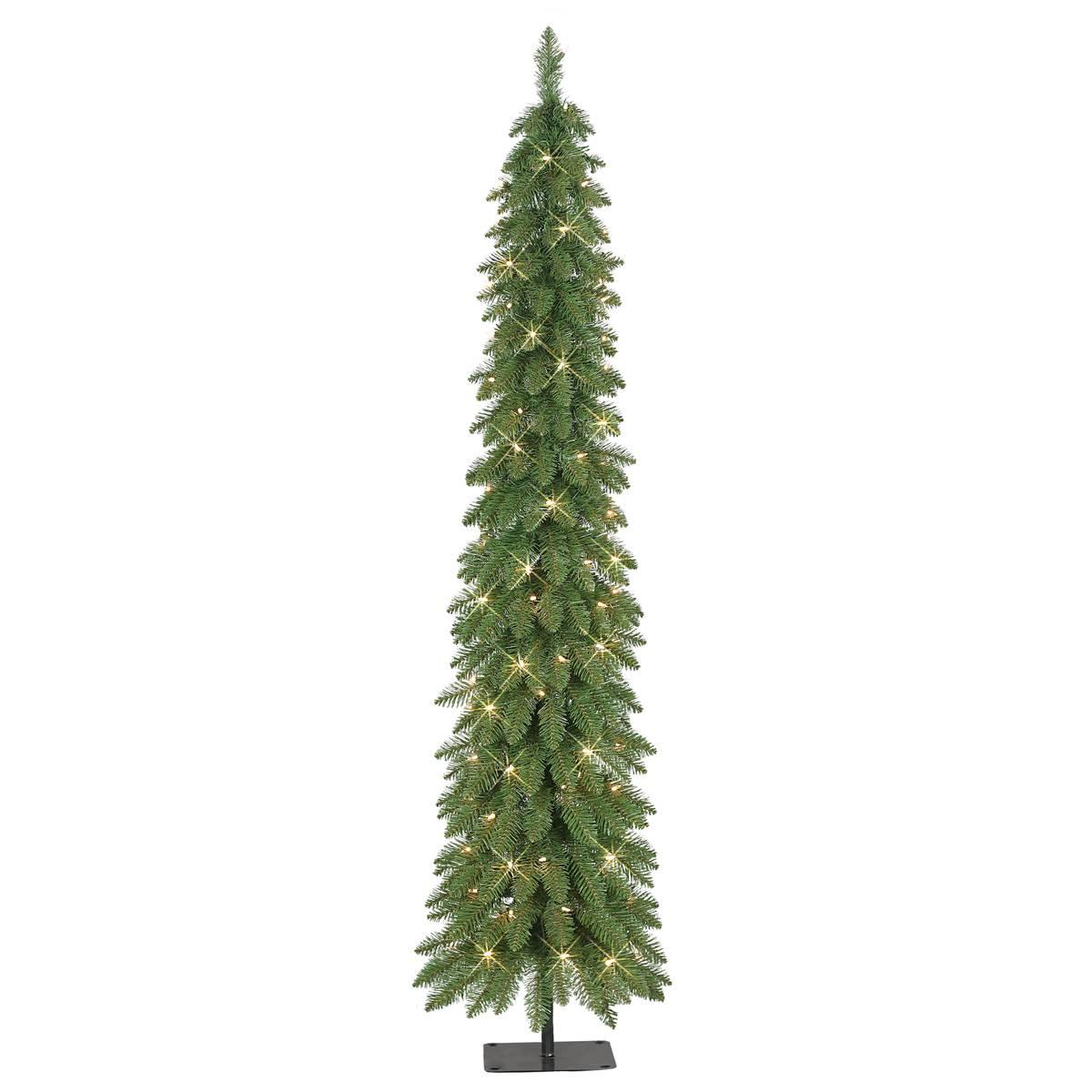 Puleo 6 Pre-Lit Alpine Artificial Pencil Tree - Green