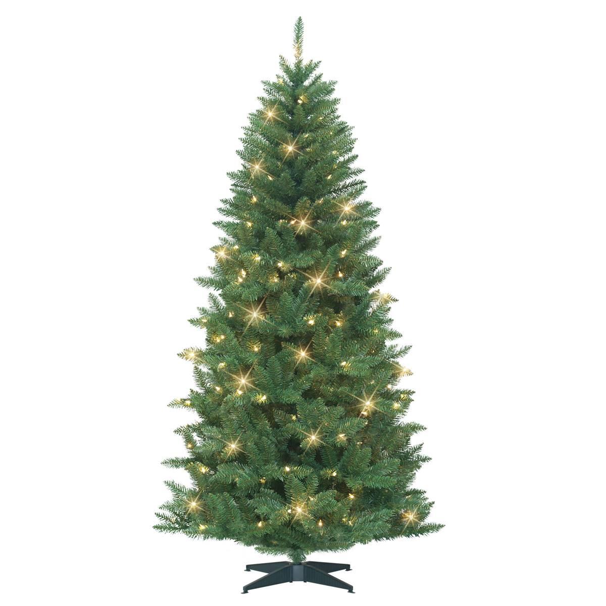 Puleo 7 Pre-Lit Carson Artificial Pine Tree - Green