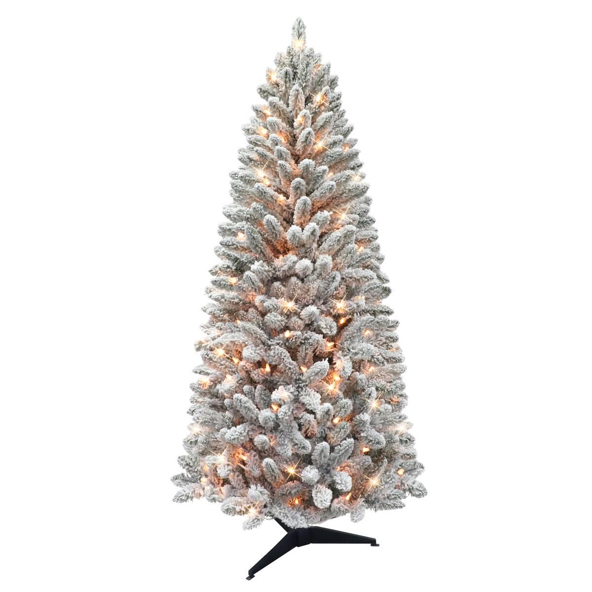 Click here for Puleo International 6ft. Pre-Lit Flocked Pine Chri... prices