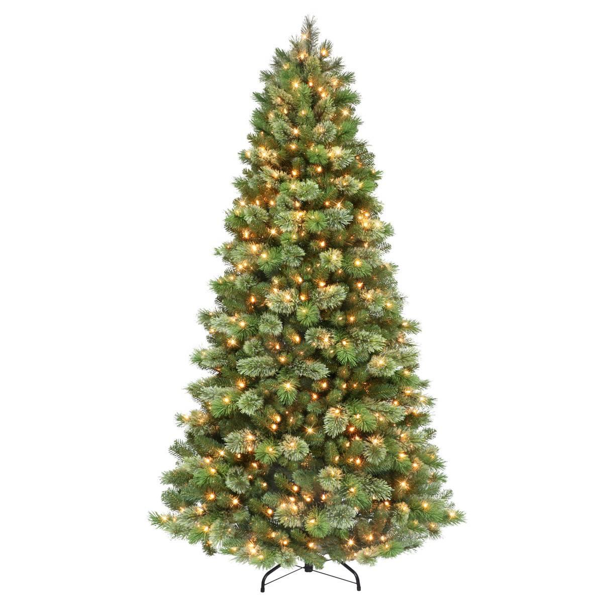 Puleo Pre-Lit Pine Artificial Tree 7.5 ft - Green